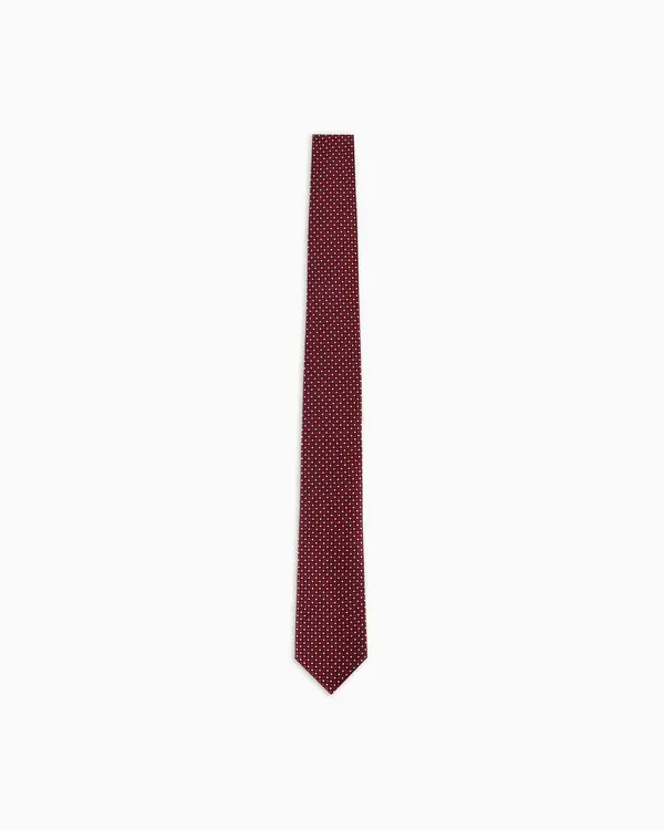 Giorgio Armani Pure Silk Polka-dot Jacquard Neck Tie - Red