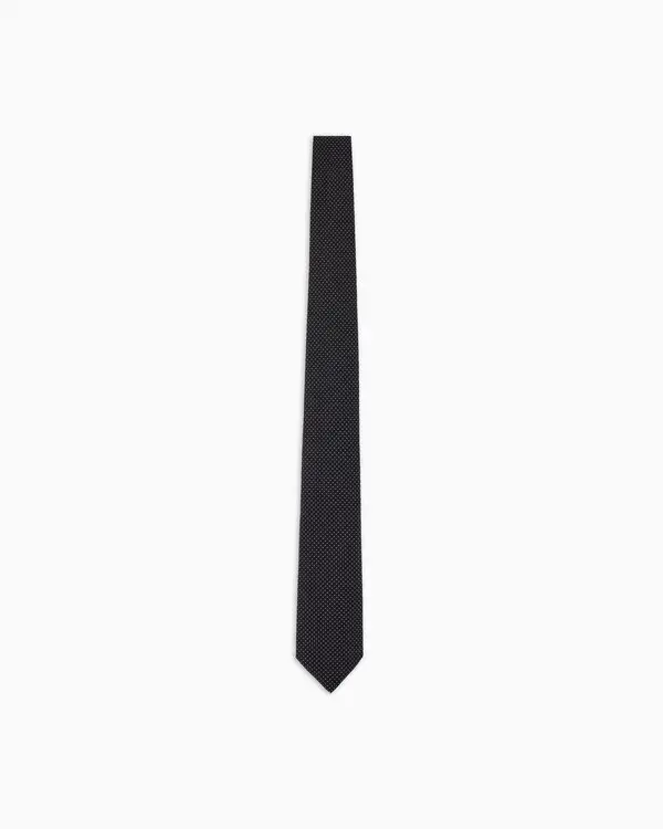 Giorgio Armani Pure Silk Micro Polka-dot Jacquard Tie - Black