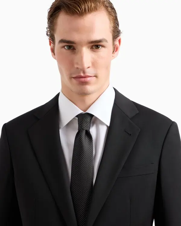 Giorgio Armani Pure Silk Micro Polka-dot Jacquard Tie - Black