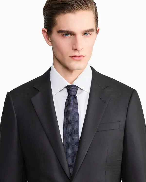Giorgio Armani Pure Silk Micro Polka-dot Jacquard Tie - Blue