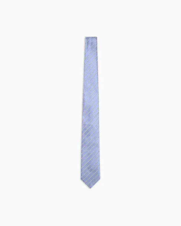 Giorgio Armani Pure Silk Neck Tie With Jacquard Stripes - Purple