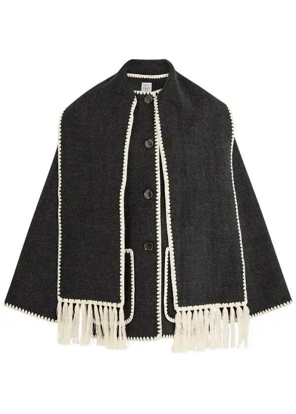 TOTEME Scarf-effect Wool-blend Jacket - Grey