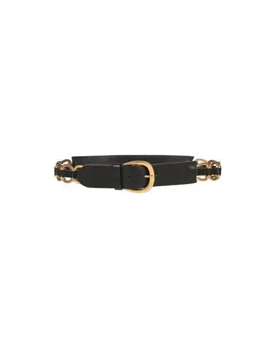 Maje Leather Belt With Chain Link Detail - Black