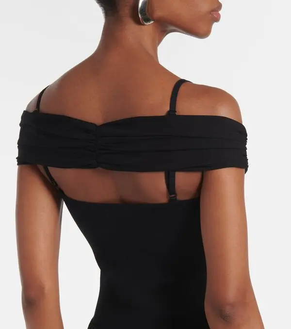 Simkhai Amarantha Off-shoulder Draped Maxi Dress