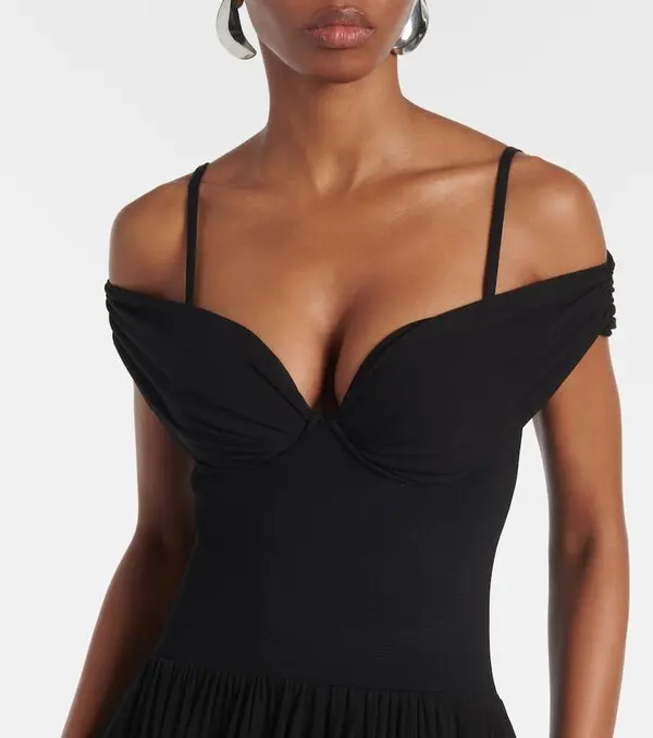 Simkhai Amarantha Off-shoulder Draped Maxi Dress