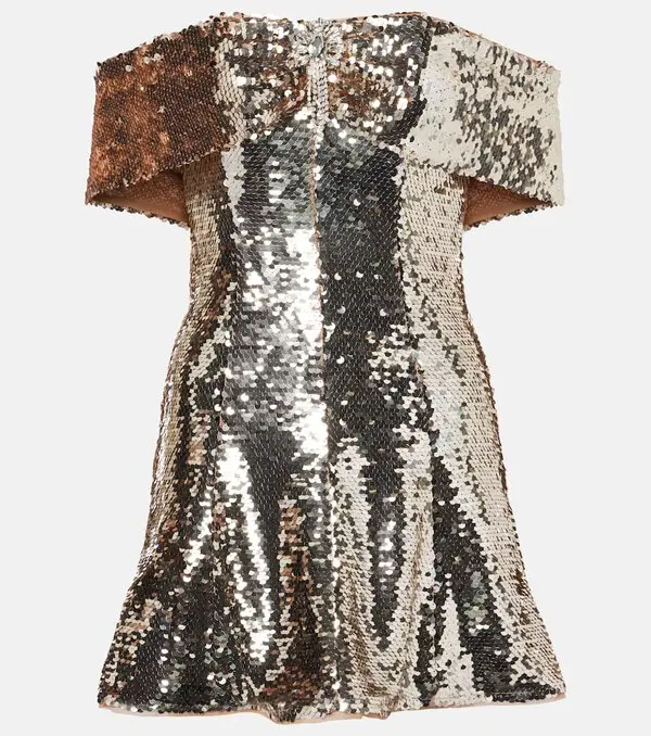 SELF-PORTRAIT Off-shoulder Sequined Mini Dress