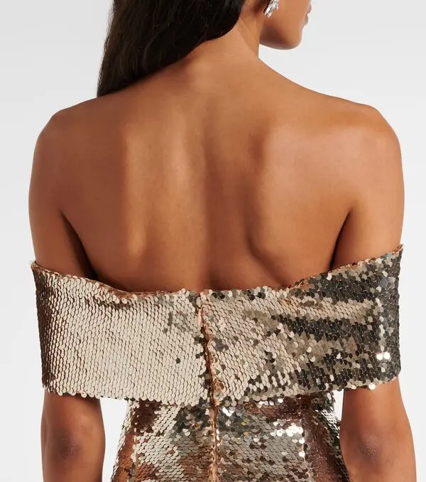 SELF-PORTRAIT Off-shoulder Sequined Mini Dress