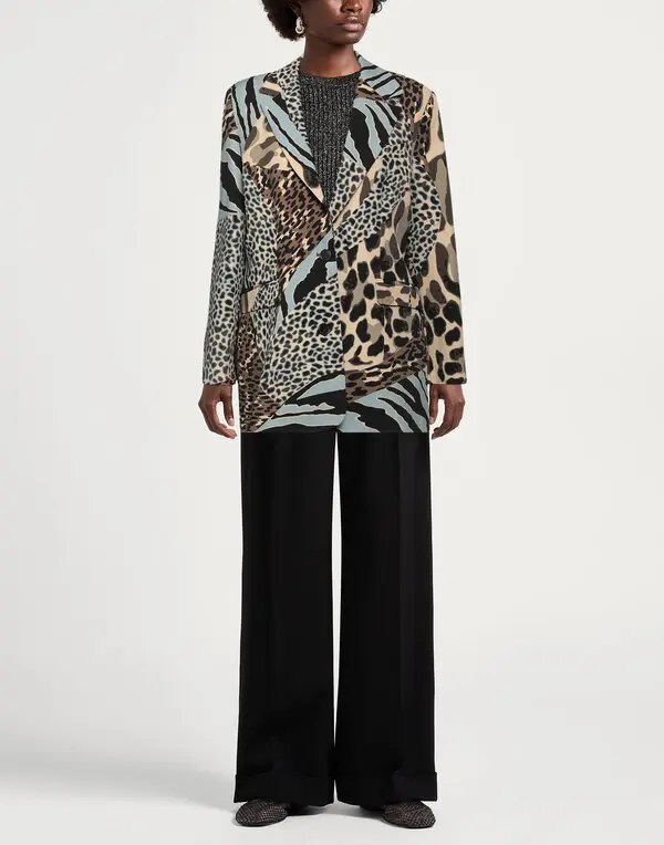 MANILA GRACE Single-breasted Blazer With Animal Print