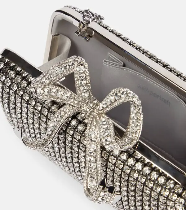 SELF-PORTRAIT Small Crystal-embellished Clutch - Silver