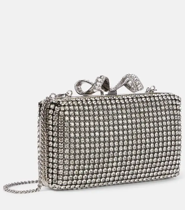 SELF-PORTRAIT Small Crystal-embellished Clutch - Silver
