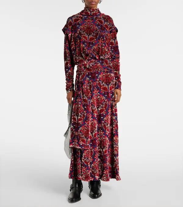 Rabanne Draped Jacquard Maxi Dress