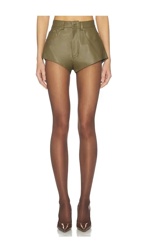 Lapointe Faux Leather Mini Short - Olive