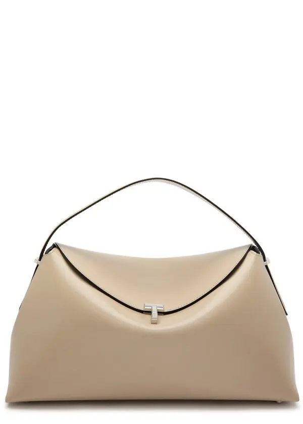 TOTÊME T-lock Leather Top Handle Bag - Cream