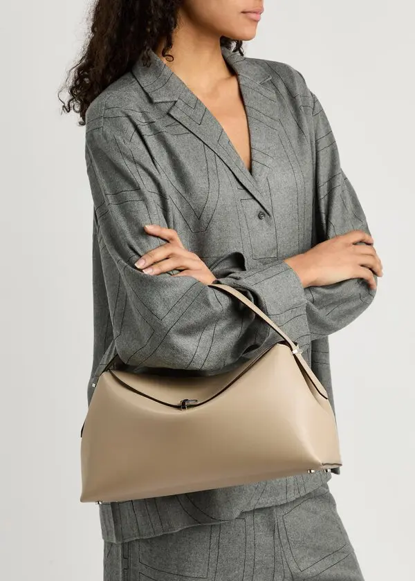 TOTÊME T-lock Leather Top Handle Bag - Cream
