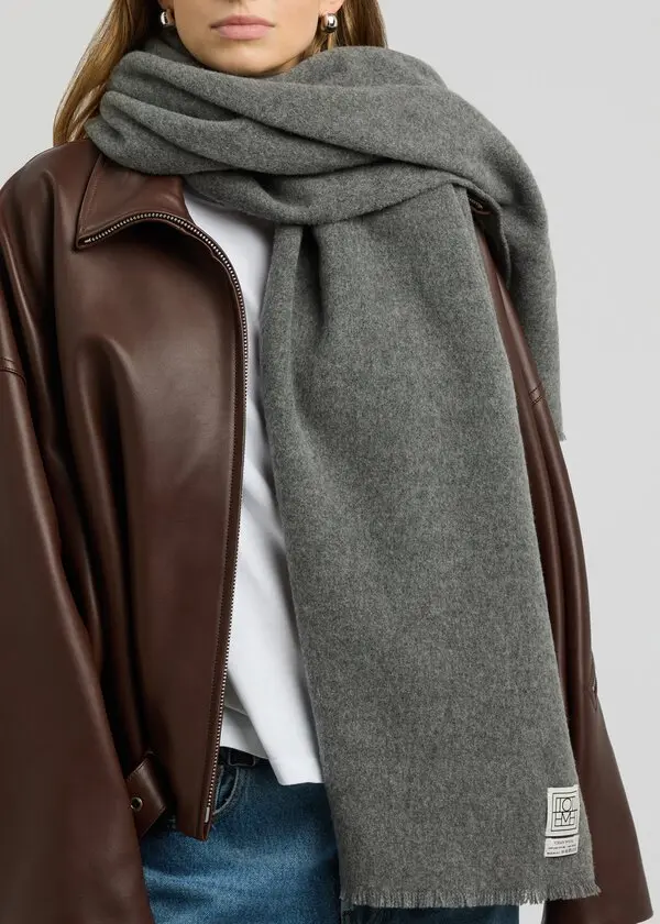 TOTEME Wool Scarf - Light Grey