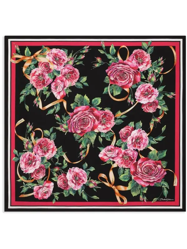 Dolce & Gabbana Floral-print Foulard - Black