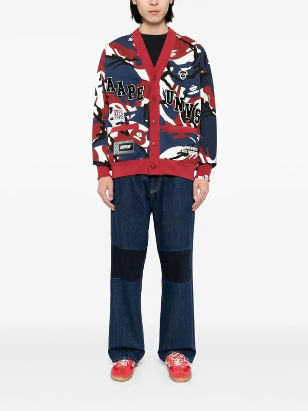 Aape By *A Bathing Ape® Logo Camo Cardigan In Blue - 44% Off