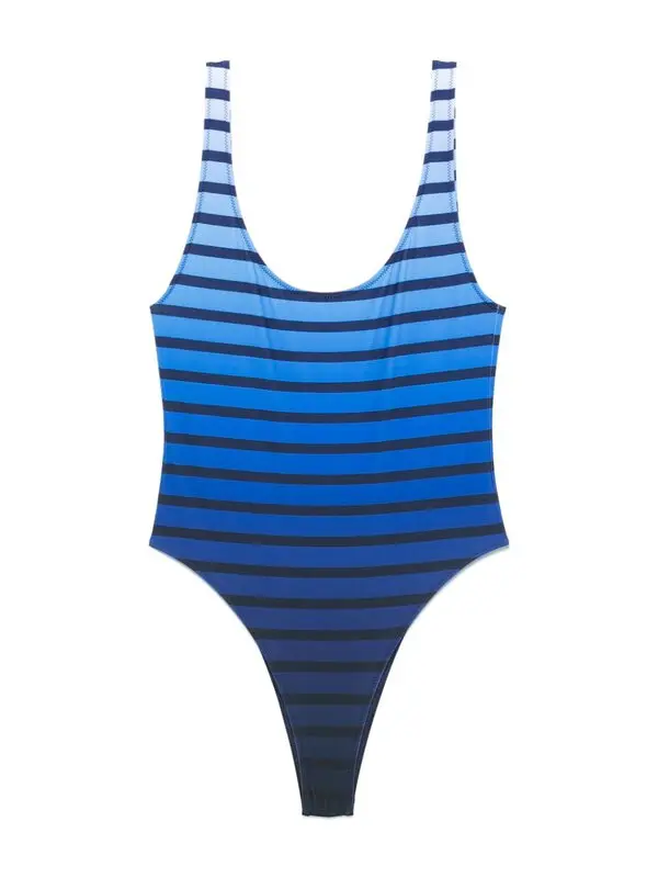 Jean Paul Gaultier Striped Swimsuit - Blue