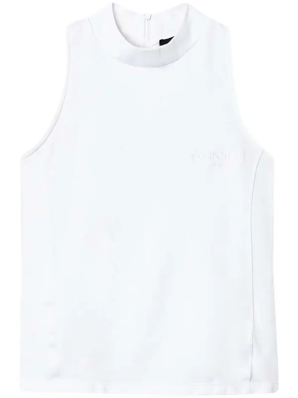 TWINSET Sleeveless Mock Neck Tank Top - White