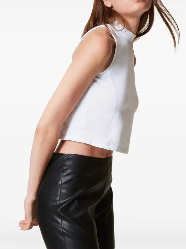 TWINSET Sleeveless Mock Neck Tank Top - White