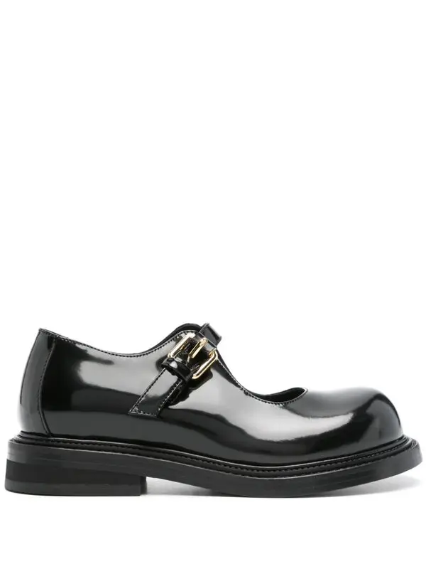Moschino Leather Mary Jane Flats - Black