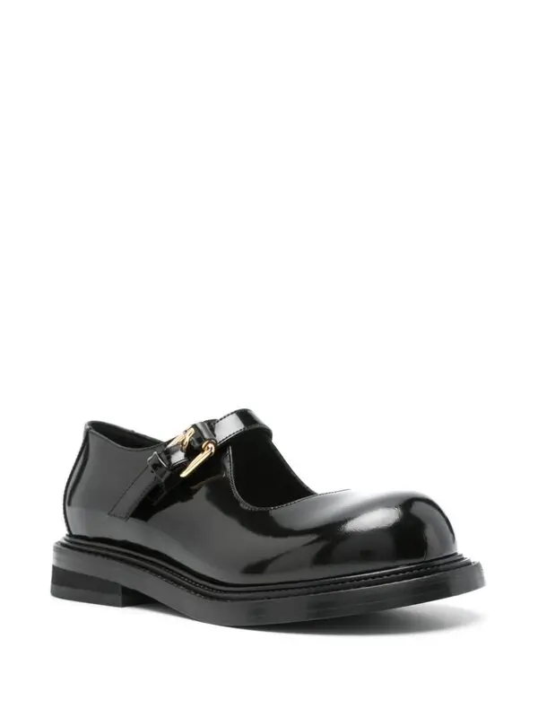 Moschino Leather Mary Jane Flats - Black