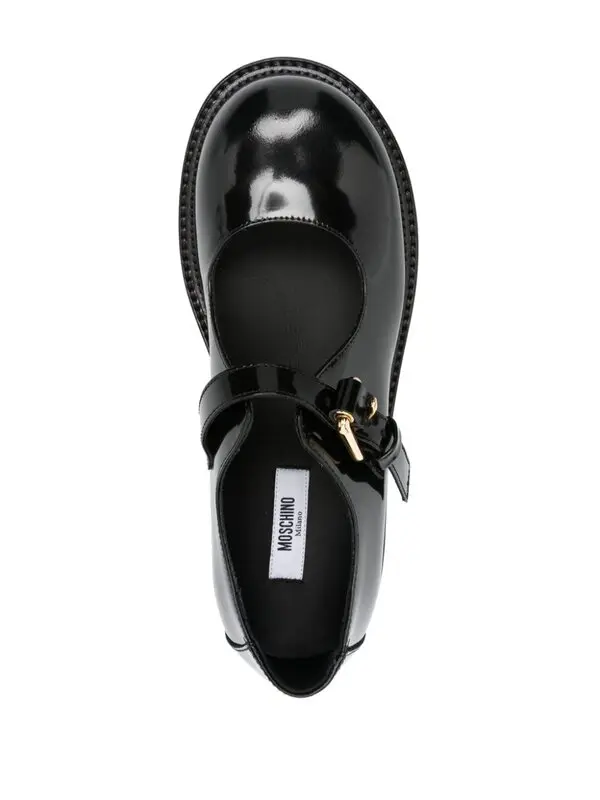 Moschino Leather Mary Jane Flats - Black