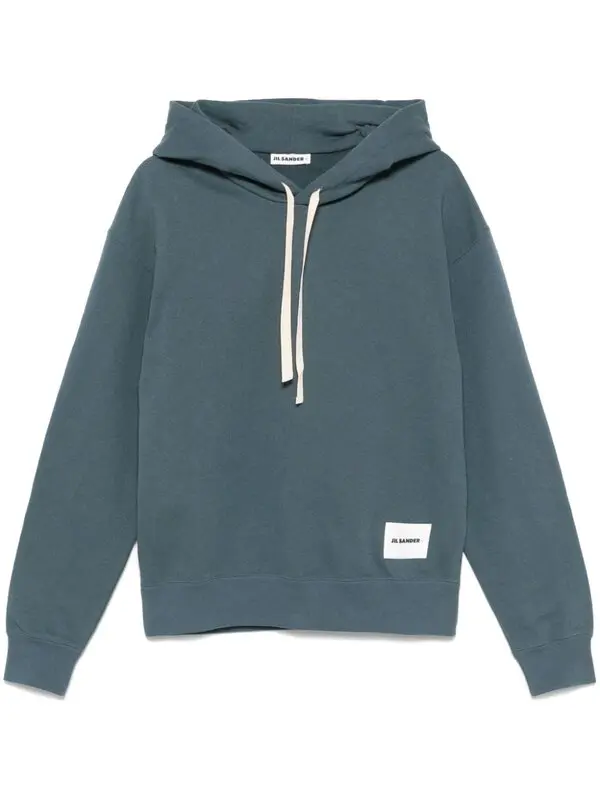 JIL SANDER Logo-patch Hoodie - Blue