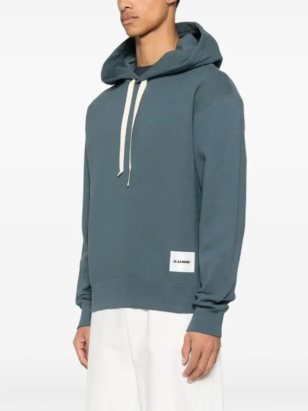 JIL SANDER Logo-patch Hoodie - Blue