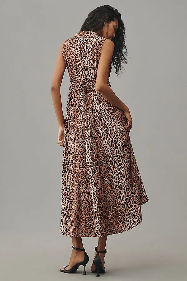 Rixo Gwenda Sleeveless Silk Midi Dress In Brown - 47% Off | Editorialist