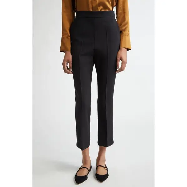 Max Mara Nepeta Virgin Wool Flare Leg Trousers - Black