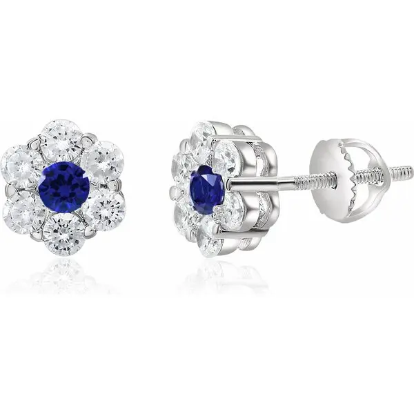 DONATELLO GIAN Sterling Silver Crystal Cluster Earrings - Blue
