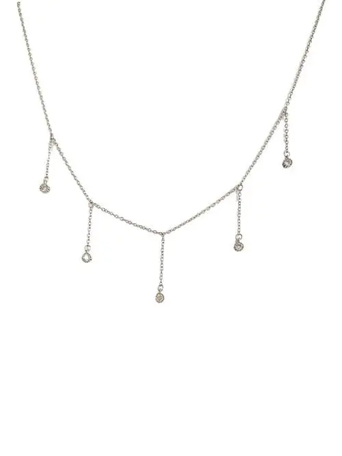 DLORIA Hollywood Sensation Drop Necklace With Cubic Zirconia - Silver