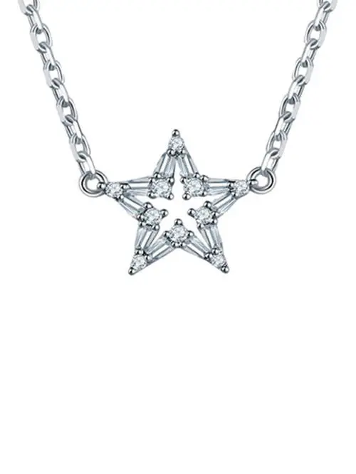 HOLLYWOOD SENSATION Crystal Star Pendant Necklace - Silver
