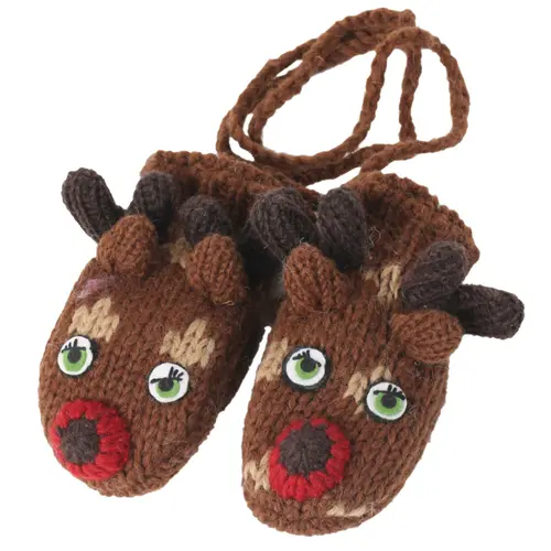 NIRVANNA DESIGNS Deer Mittens - Brown