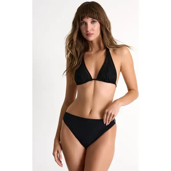Shan High-waisted Brazilian Bikini Bottom - Black