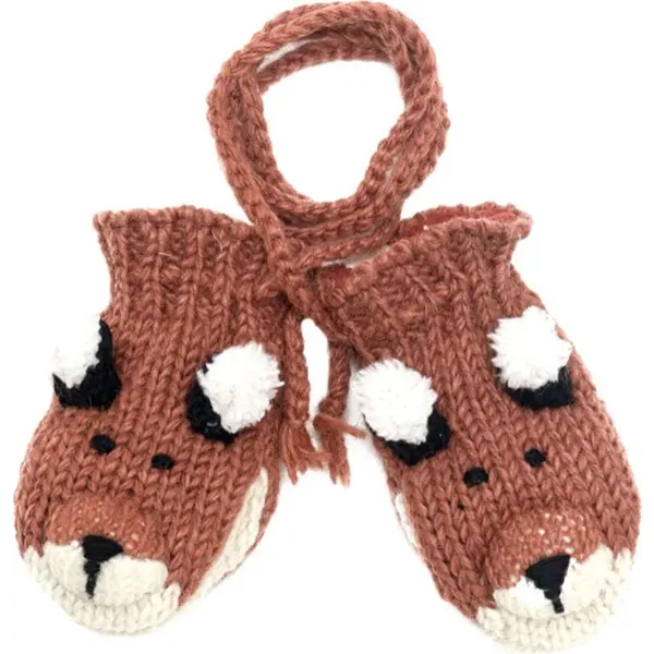 NIRVANNA DESIGNS Fox Mittens - Brown