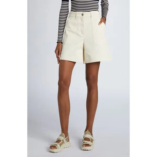 Moncler Stretch Cotton Gabardine Shorts - White