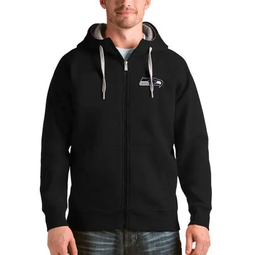 ANTIGUA Seattle Seahawks Victory Full-zip Hoodie - Black