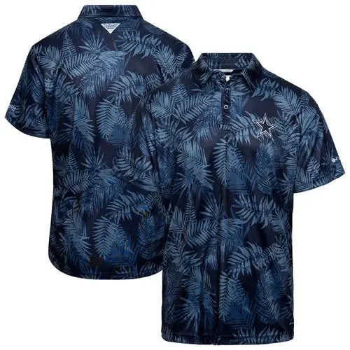 Columbia Dallas Cowboys Pfg Super Terminal Tackle™ Omni-shade™ Polo - Navy