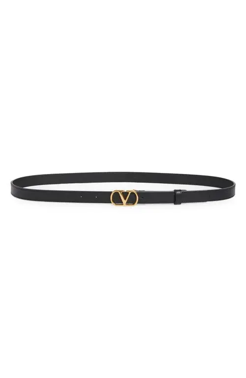 Valentino Garavani Vlogo Signature Leather Belt - Black