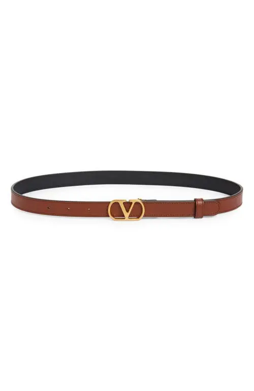 Valentino Garavani Vlogo Signature Leather Belt - Caramel