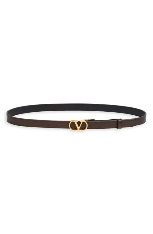 Valentino Garavani Vlogo Signature Leather Belt - Rel Oak Brown