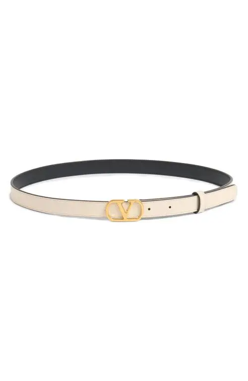 Valentino Garavani Vlogo Signature Leather Belt - White Multi