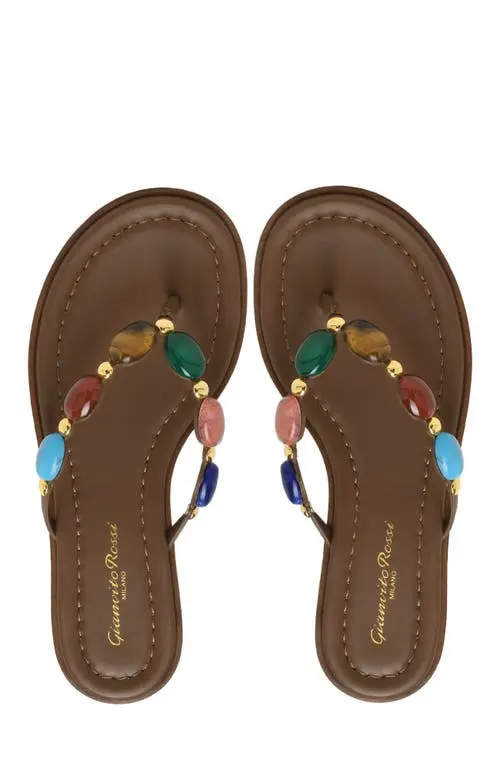 GIANVITO ROSSI Shanti Thong 05 Flats - Brown