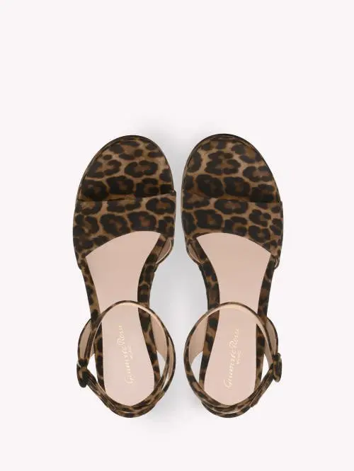 GIANVITO ROSSI Alma Leopard Print Platform Sandal