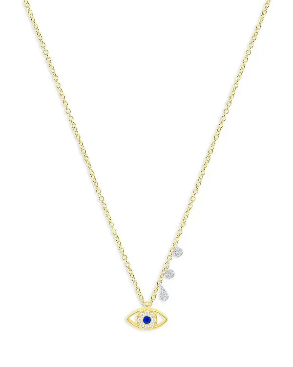 Meira T 18" Diamond & Sapphire Evil Eye Necklace - White/gold