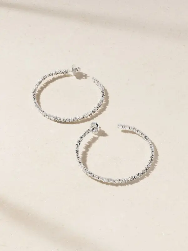 SUZANNE KALAN 18-karat White Gold Diamond Hoop Earrings - Silver