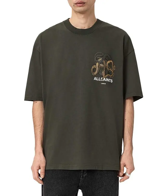 ALLSAINTS Reticulate Cotton Short Sleeve Tee - Duffel Green