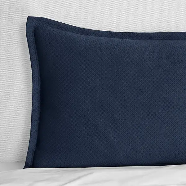 SFERRA Rombo Cotton Diamond Matelasse Sham, Super Euro - Navy